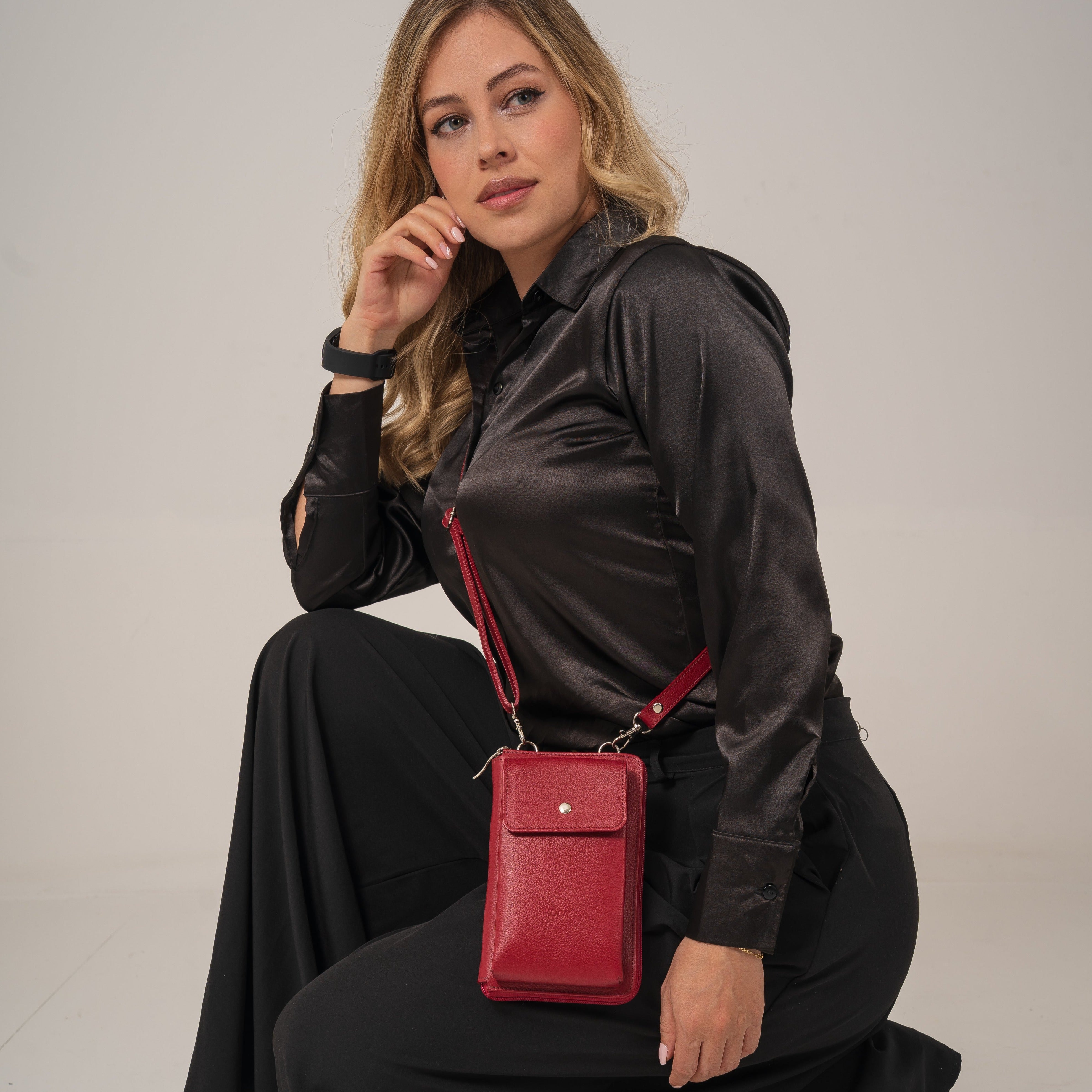 Bandolera de cuero para mujer – Moca Marroquinera